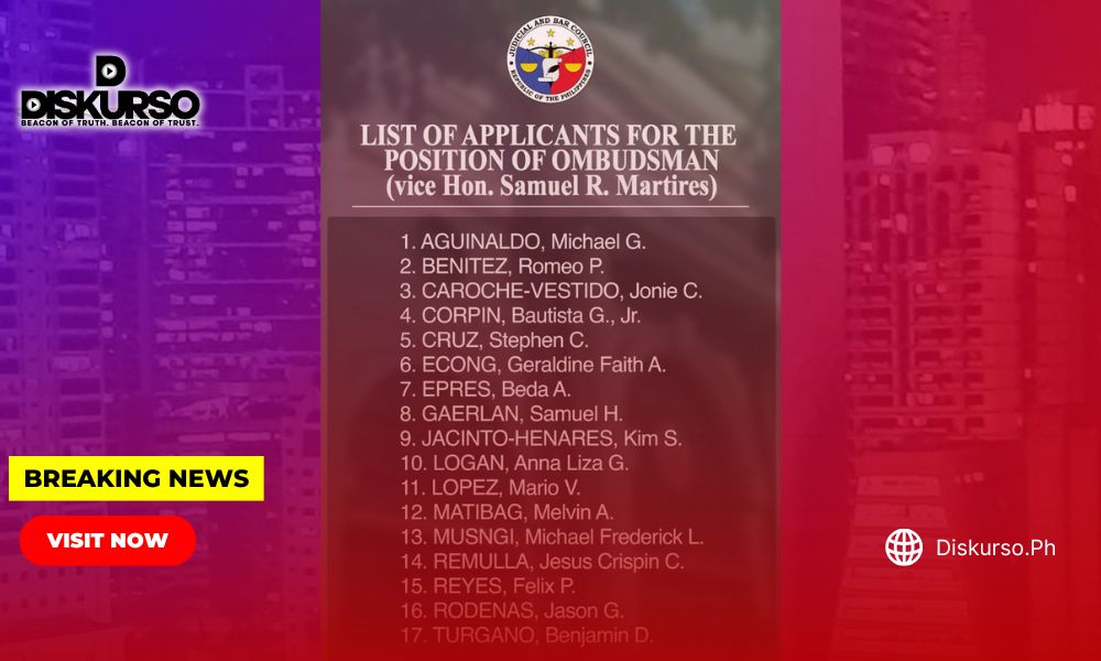 JBC, inilabas ang opisyal na listahan ng mga aplikante para sa Ombudsman | Diskurso PH