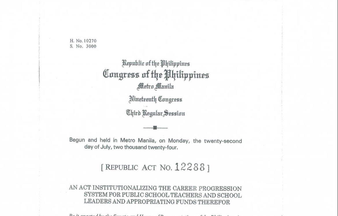 Republic Act No. 12288: Career Progression System para sa Public School ...