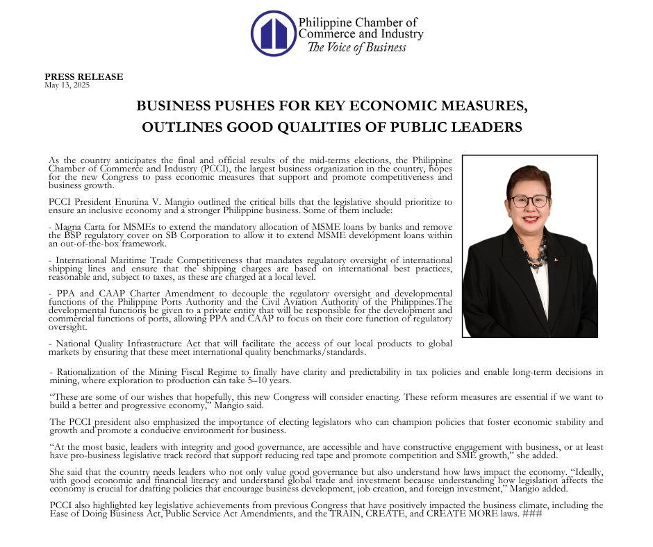 PCCI, itinutulak ang mahahalagang reporma habang binubuo ang bagong ...