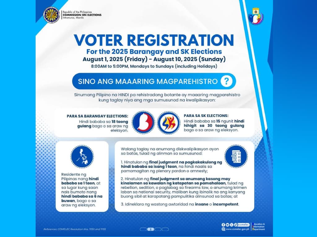 Simula na ang Voter Registration para sa 2025 Barangay at SK Elections ...